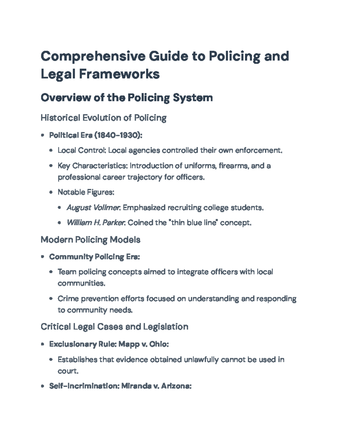 Comprehensive Guide to Policing and Legal Frameworks (POLS 101 ...