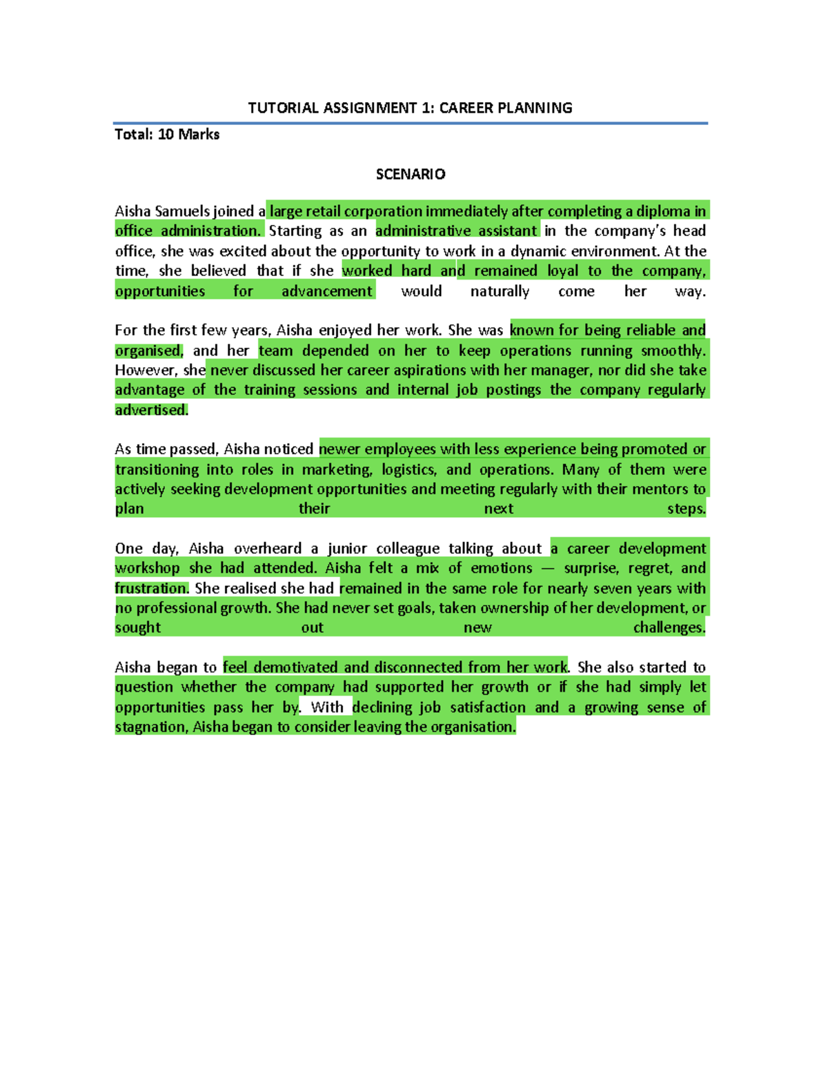 TUTORIAL ASSIGNMENT 1: CAREER PLANNING ANALYSIS - Studocu