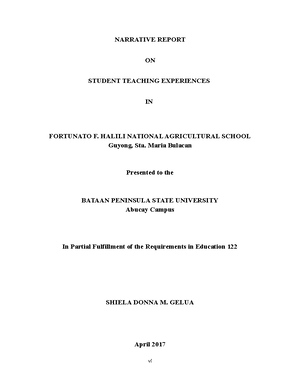 Narrative Report ON Teaching Internship - NAGA COLLEGE FOUNDATION, INC ...