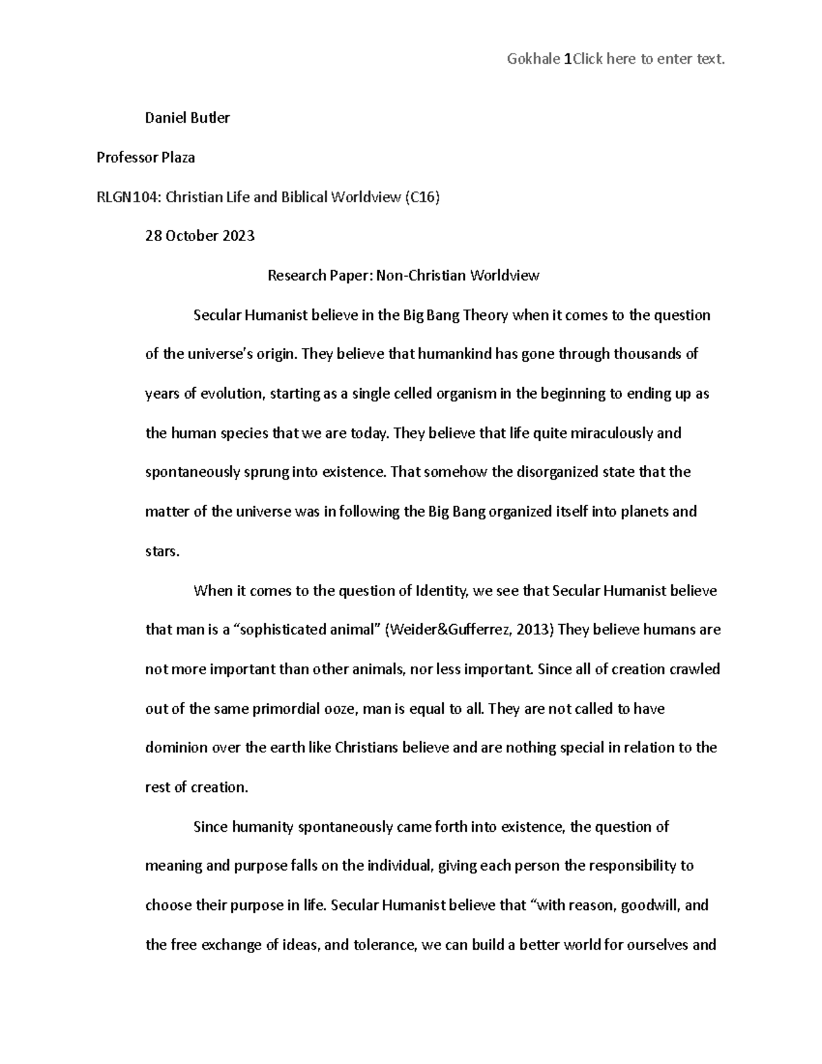 RLGN104 Research Paper: Exploring Non-Christian Worldviews - Studocu