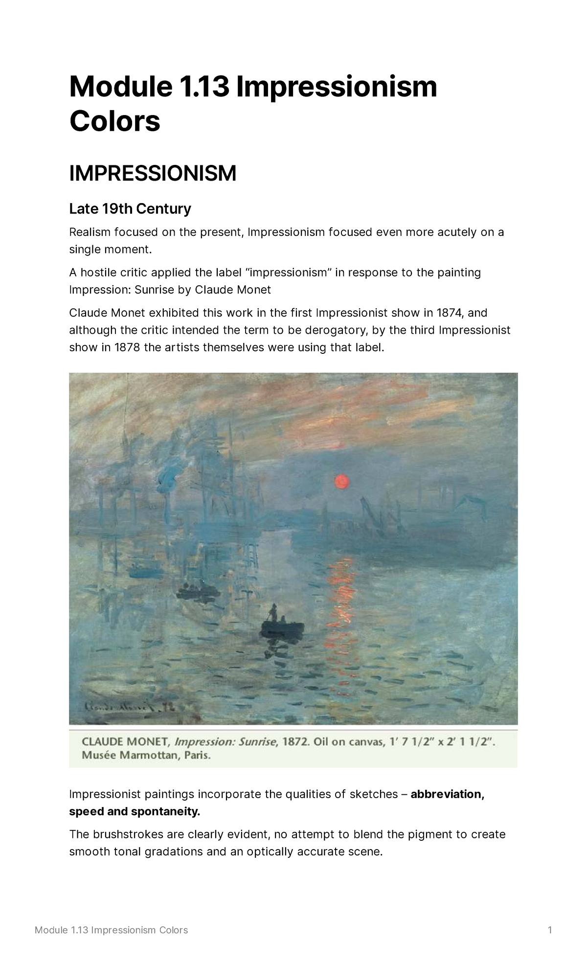 Impressionism & Post-Impressionism: Color and Emotion Study (Module 1. ...