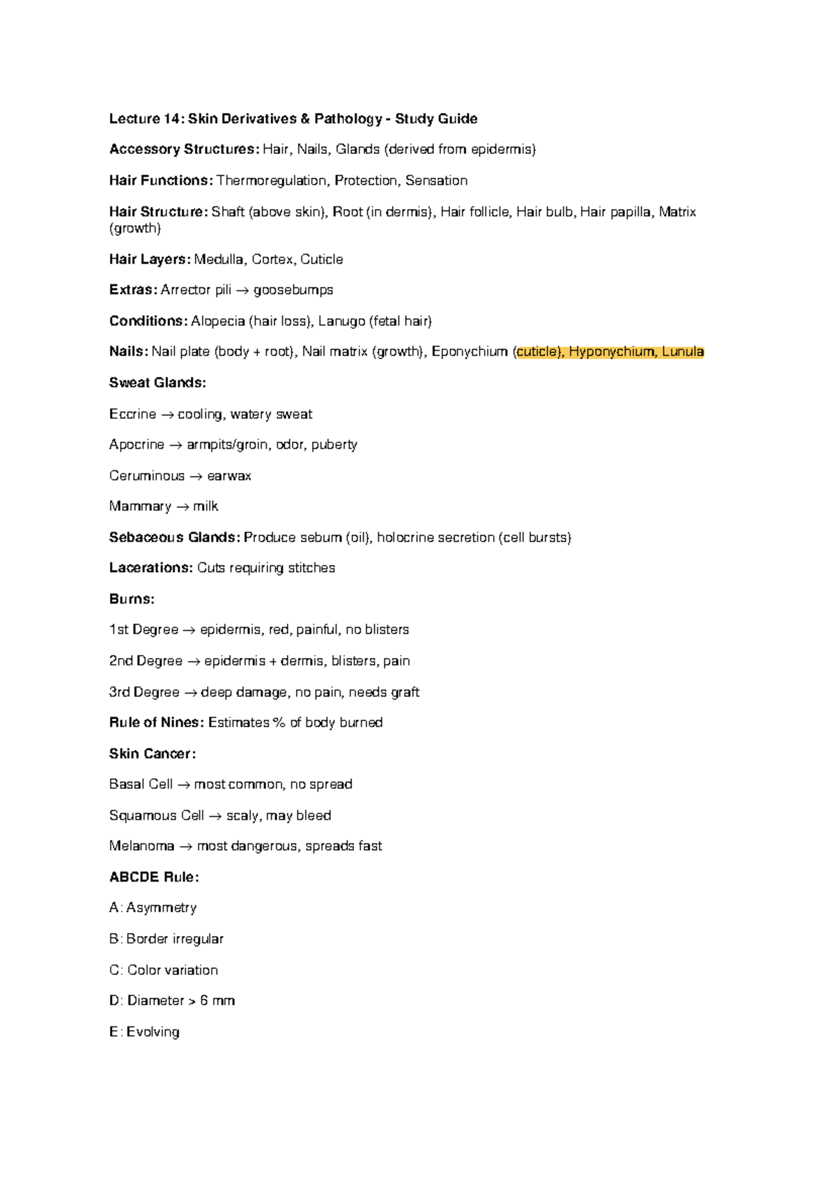 Lecture 14: Pathology of Skin Derivatives & Accessory Structures Study ...