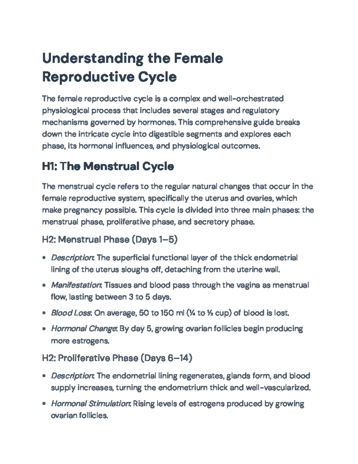 Understanding the Female Reproductive Cycle: Hormonal Phases Explained ...