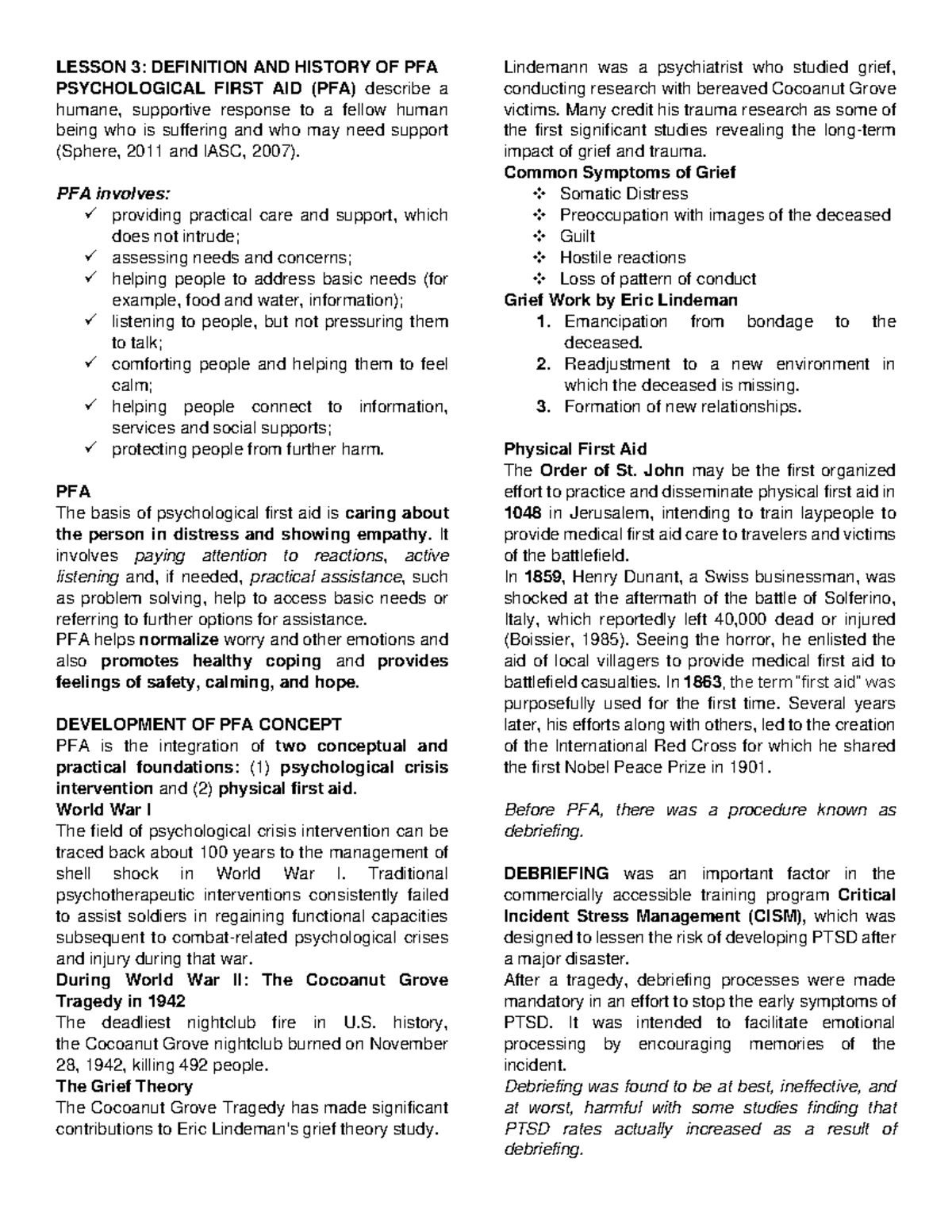 PFA Lesson 3: Understanding the Definition & Historical Context - Studocu