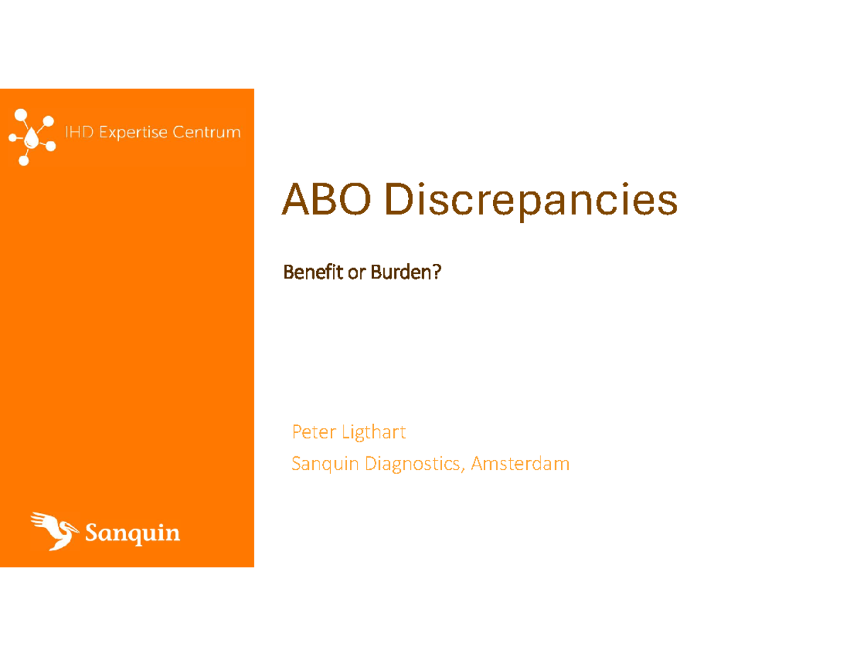 ABO Discrepancies: Insights from Bio Rad Webinar - Studocu