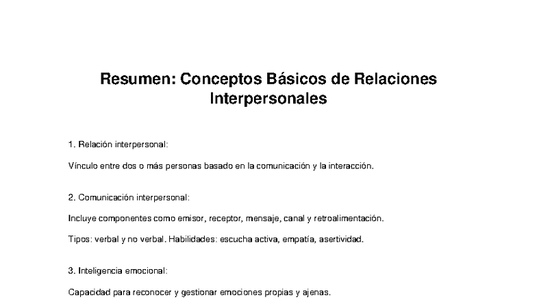 Resumen: Conceptos Básicos de Relaciones Interpersonales (RIP101) - Studocu