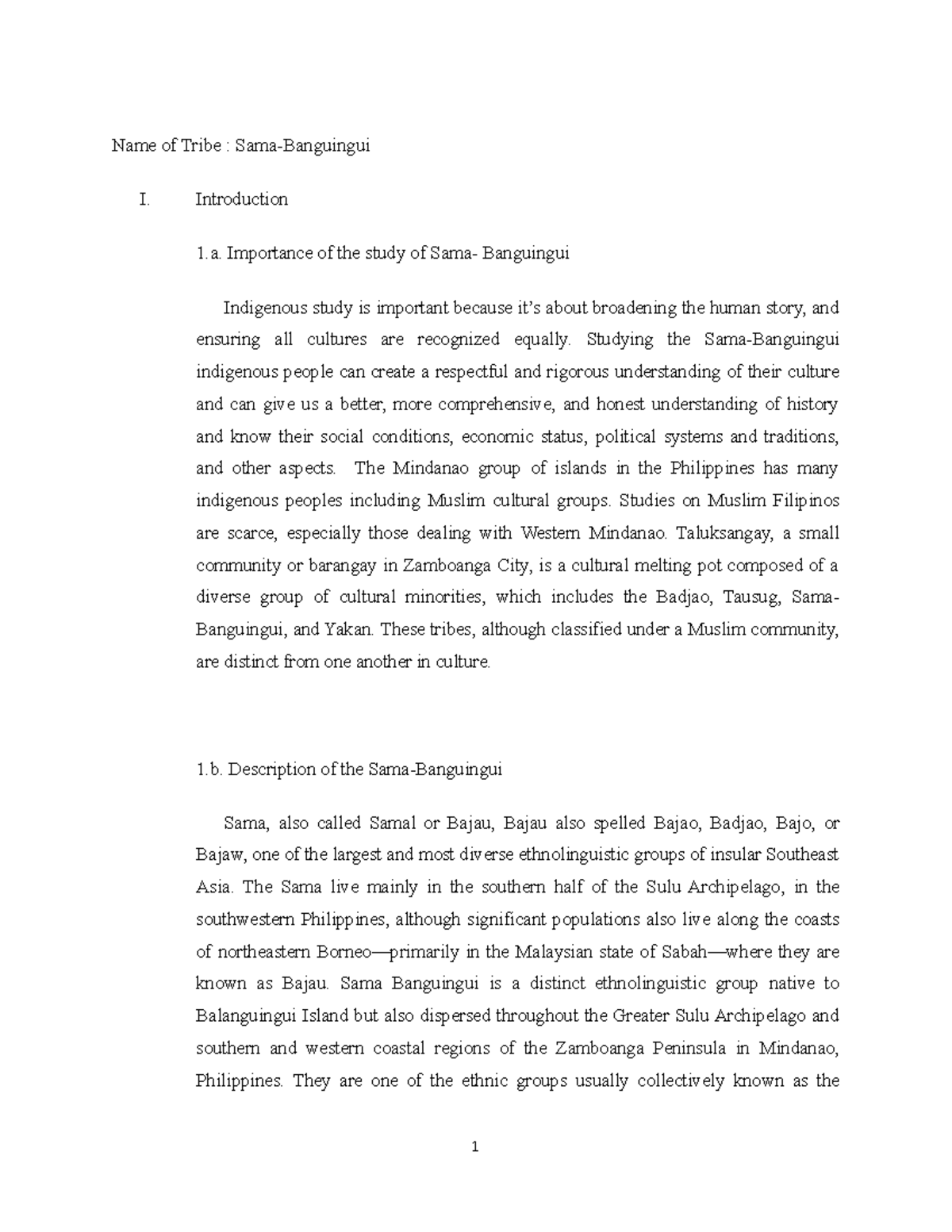 SAMA Bangungui - for indigenous people - Name of Tribe : Sama ...