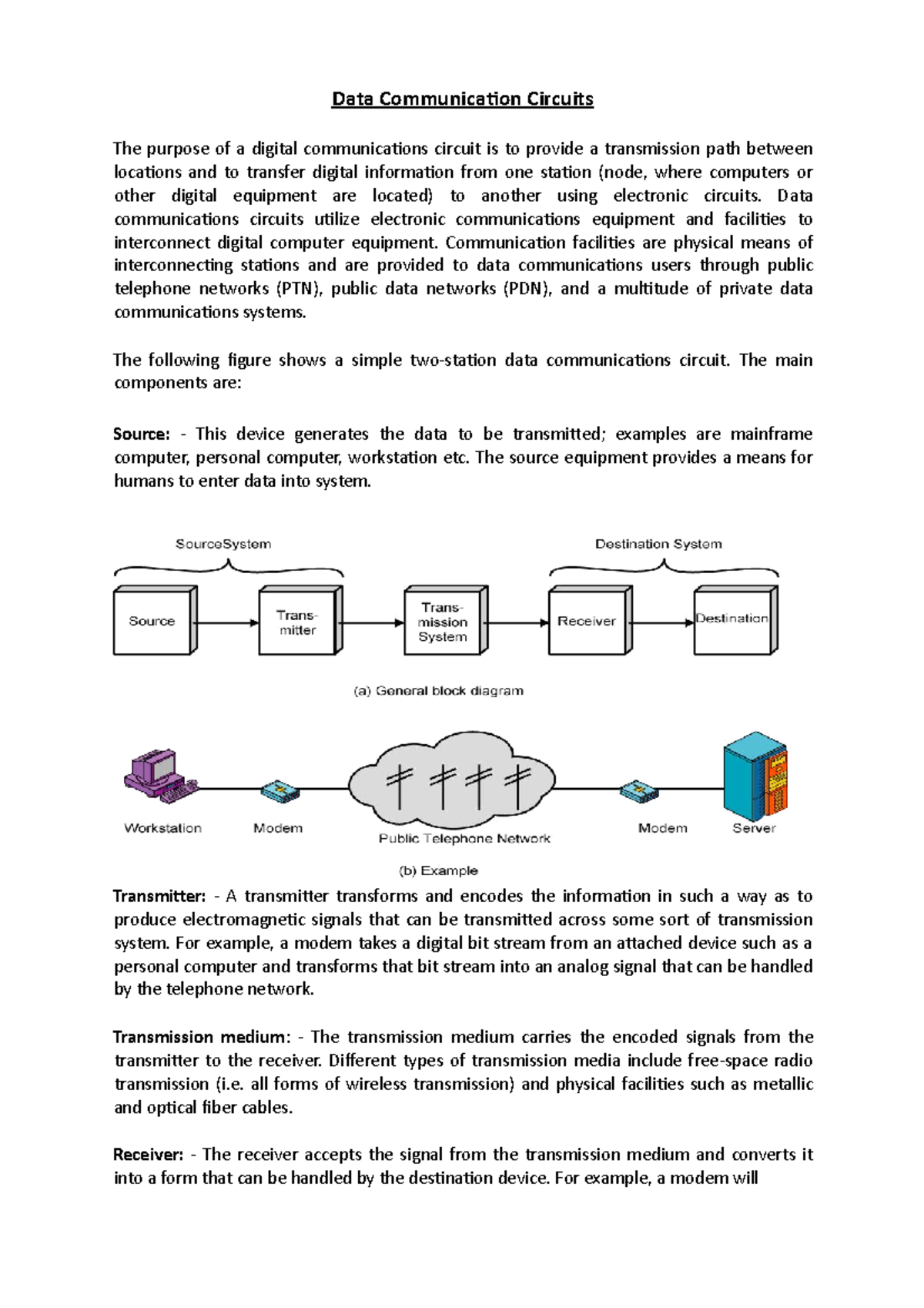 Data Communication Circuits: Overview of Digital Transmission Methods ...