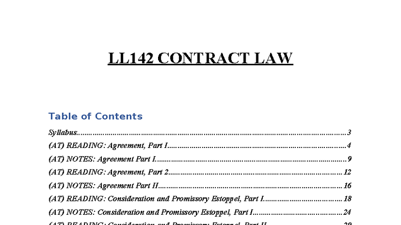 LL142 CONTRACT LAW Comprehensive Study Notes and Key Cases - Studocu