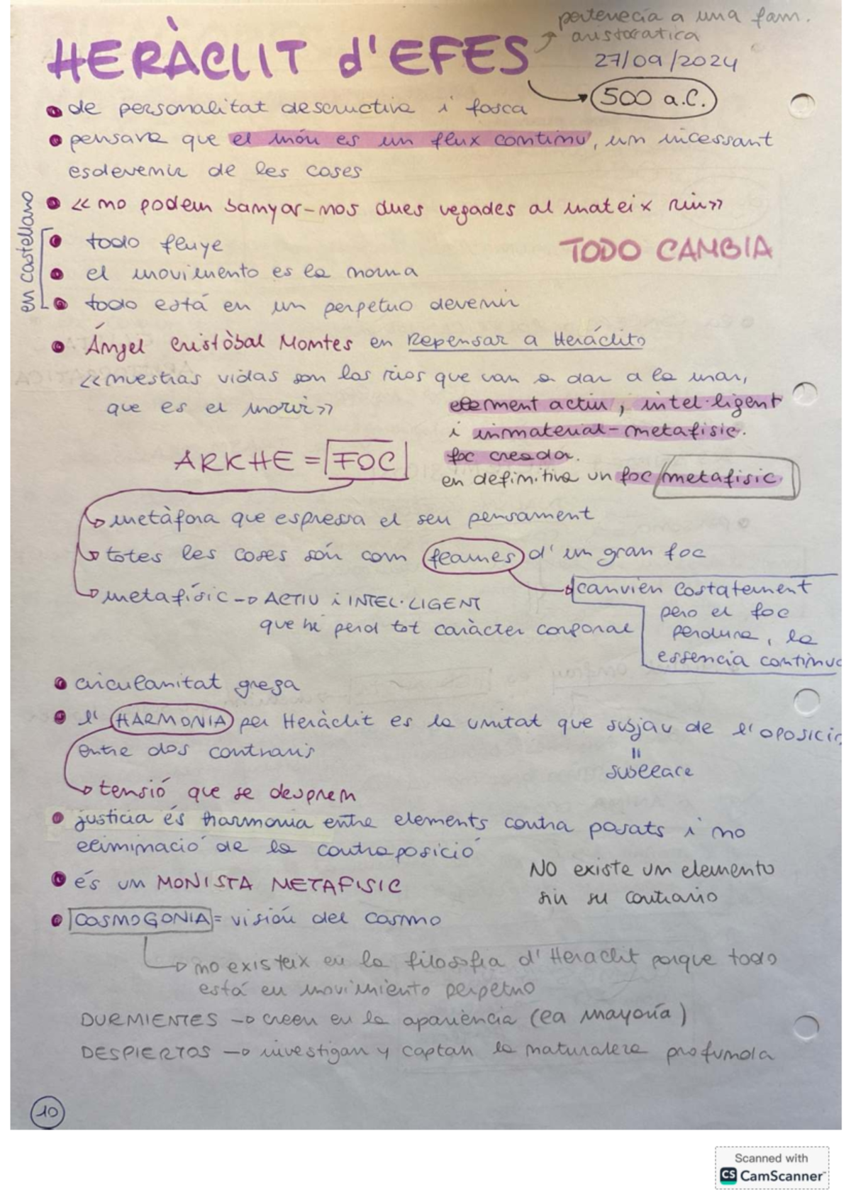 Apuntes sobre los Presocráticos: Filosofía y Pensamiento 500 a.C. - Studocu