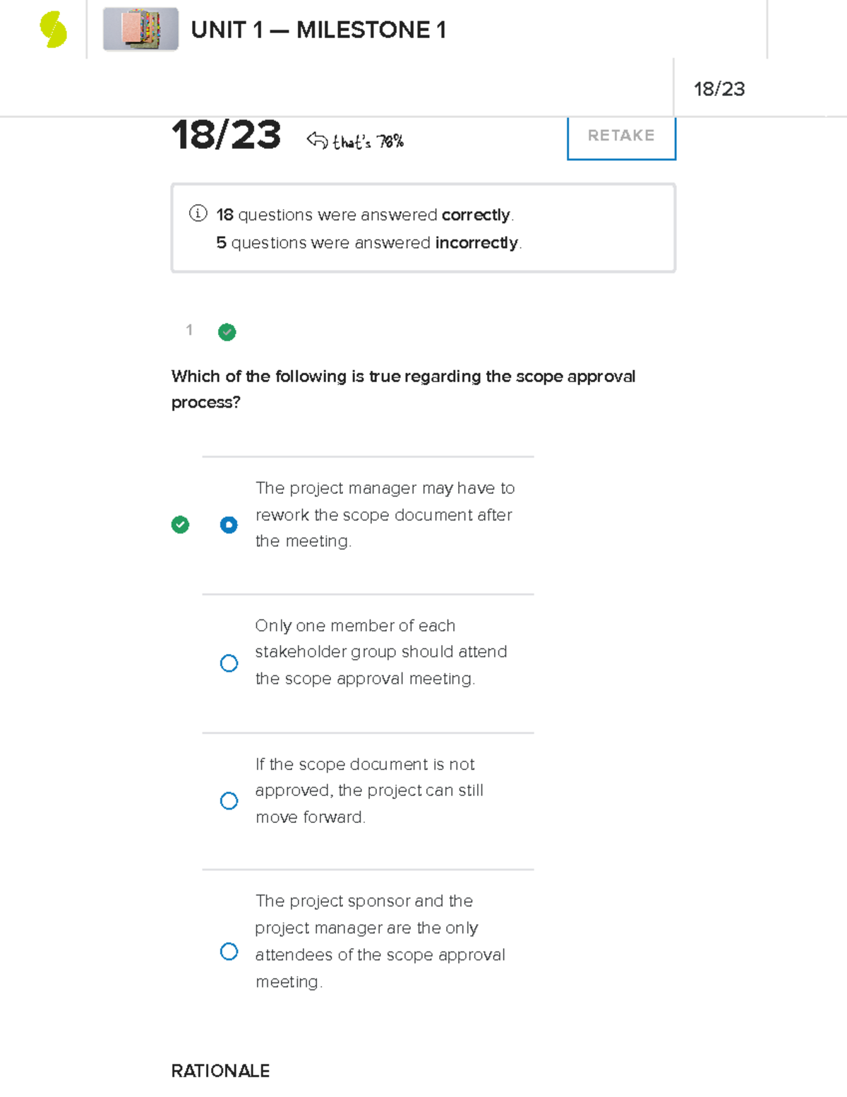 Milestone 1 PM - Scope Approval and Project Management Questions - Studocu