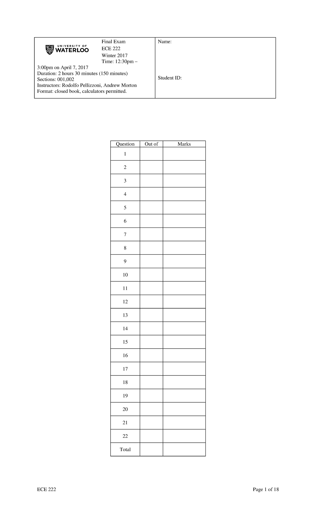 Final Exam ECE 2017: ARM Architecture & Memory Accesses - Studocu