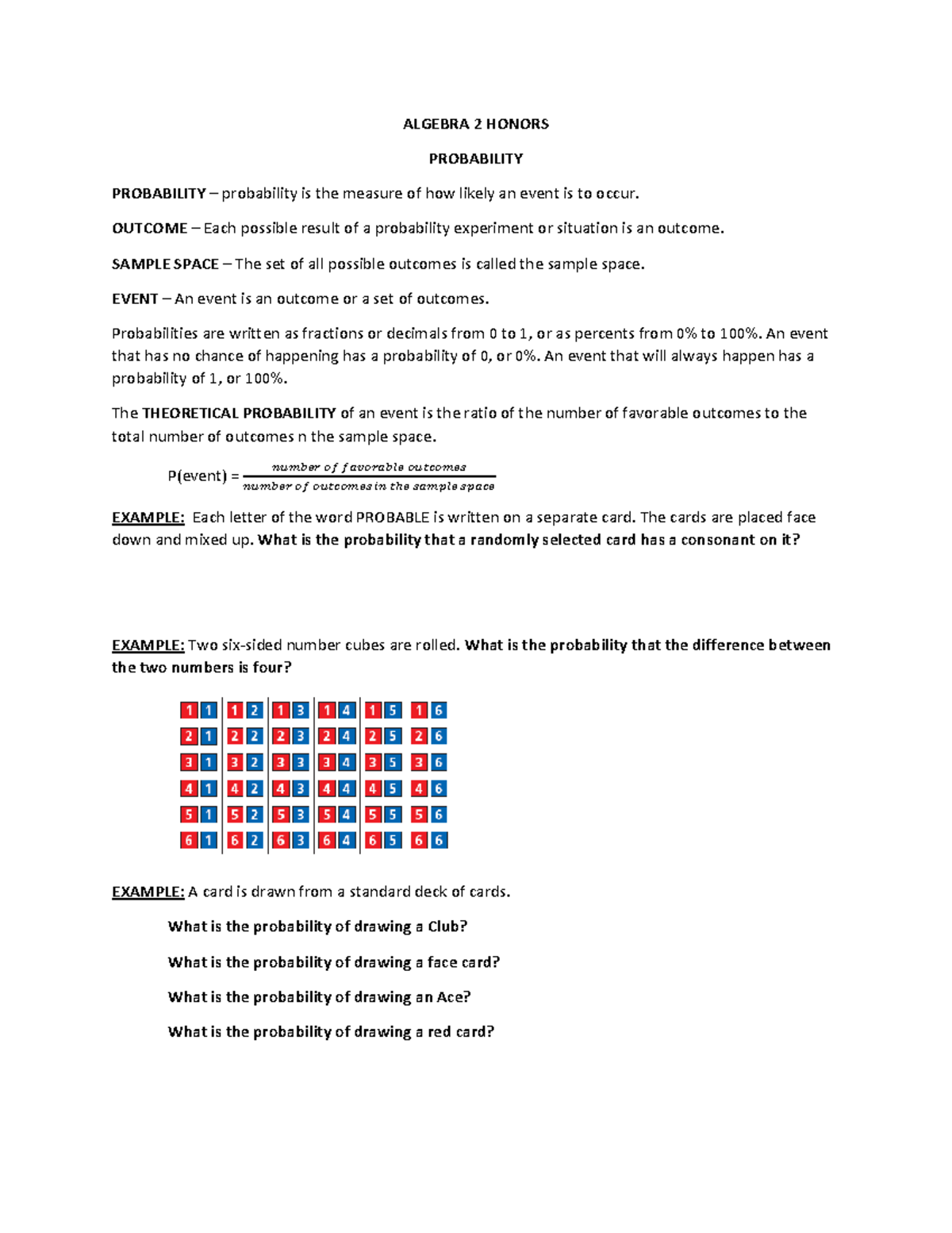 A2H - Supplementary Notes on Probability Concepts - Studocu