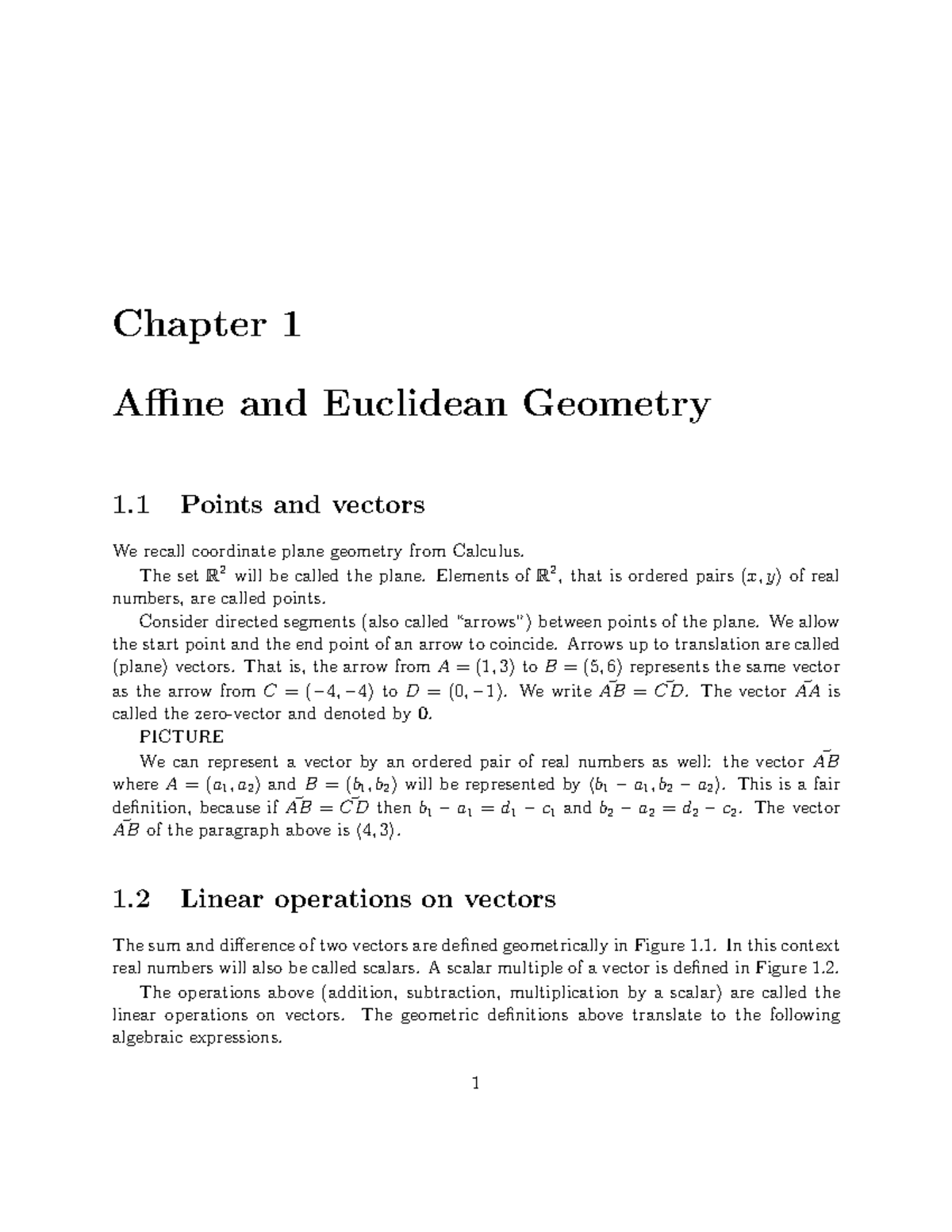 Geometry 101: Chapter 1 - Affine & Euclidean Concepts and Vectors - Studocu