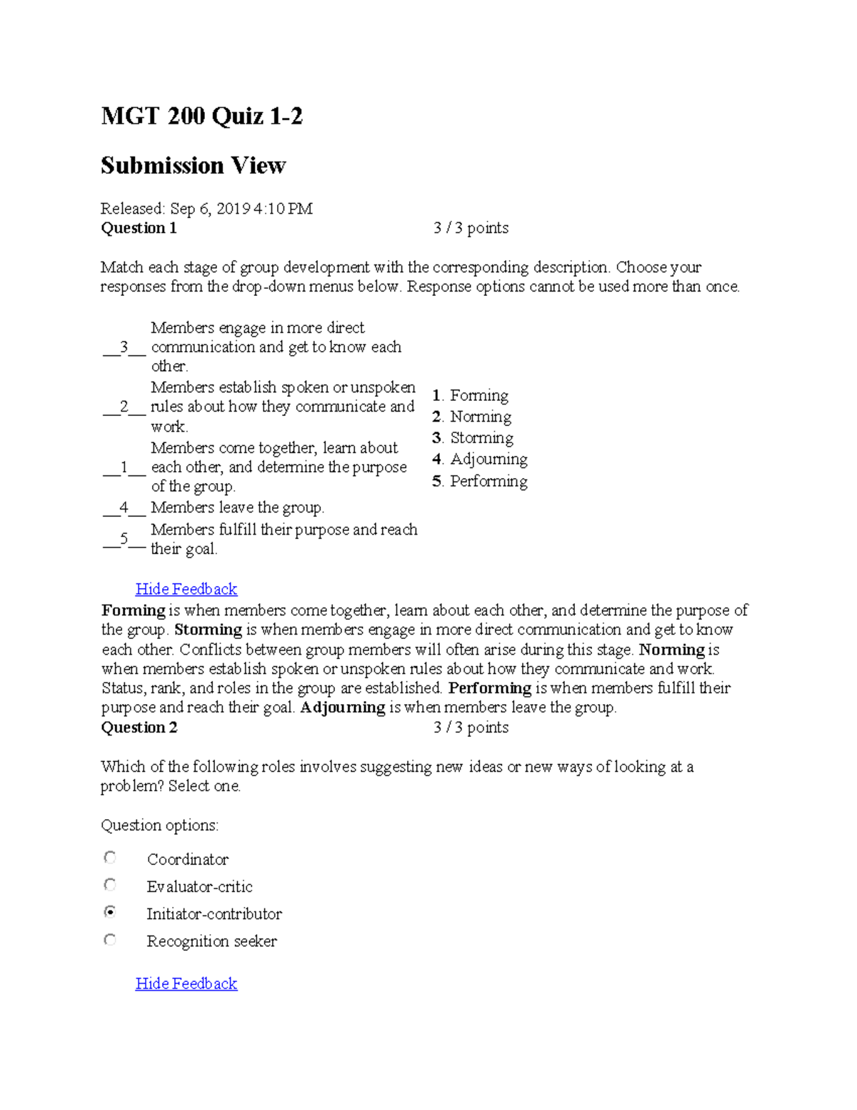 MGT 200 Quiz 1-2: Understanding Group Dynamics and Roles - Studocu