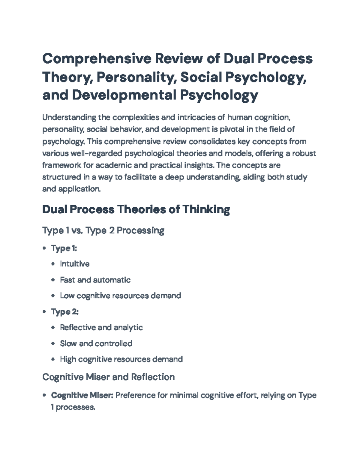 Comprehensive Review of Dual Process Theory & Personality in Psych 101 ...