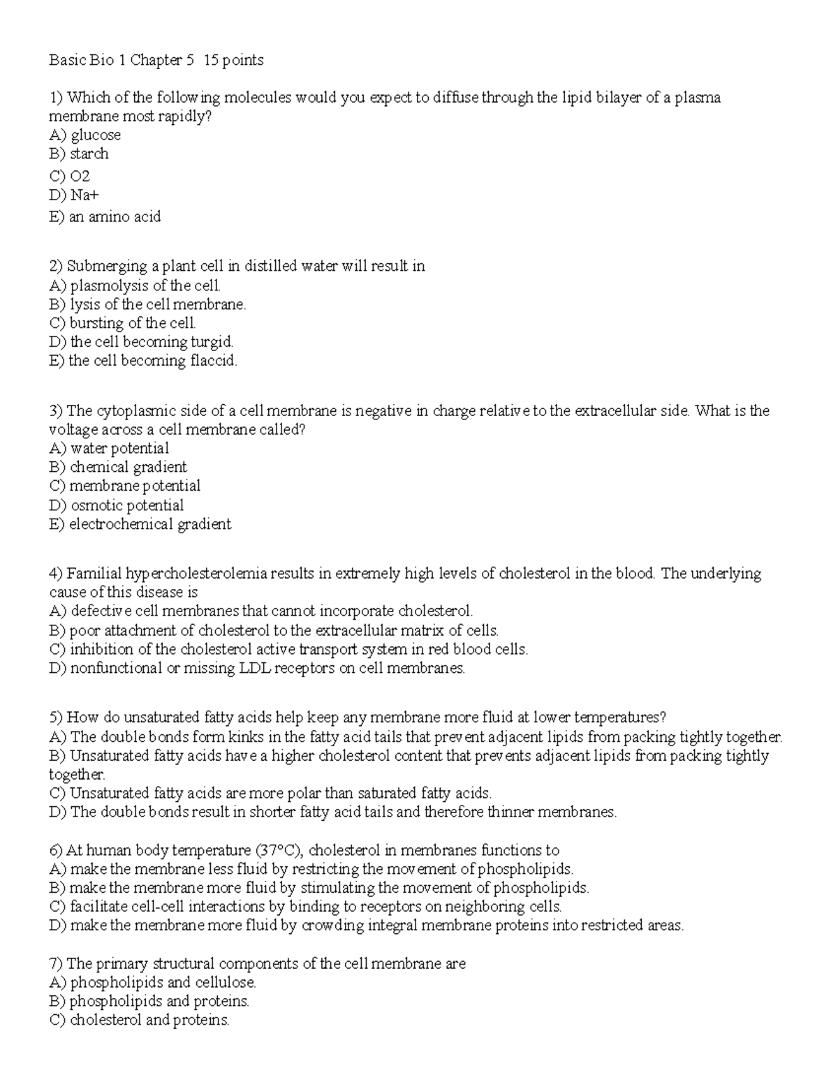 Basic Bio 1 Chapter 5 Study Guide with 15 Key Points - Studocu