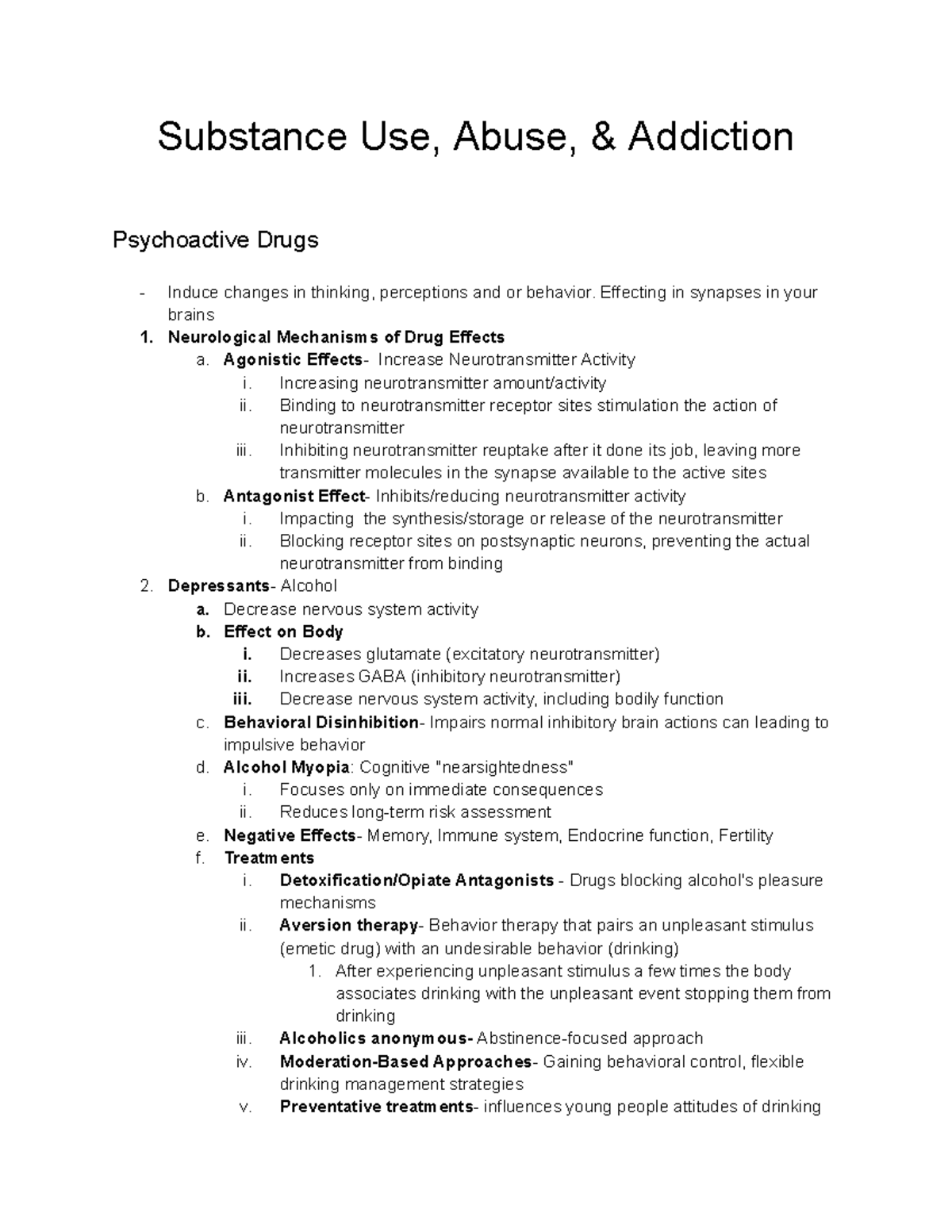 Unit 8 - Understanding Substance Use, Abuse, & Addiction - Studocu