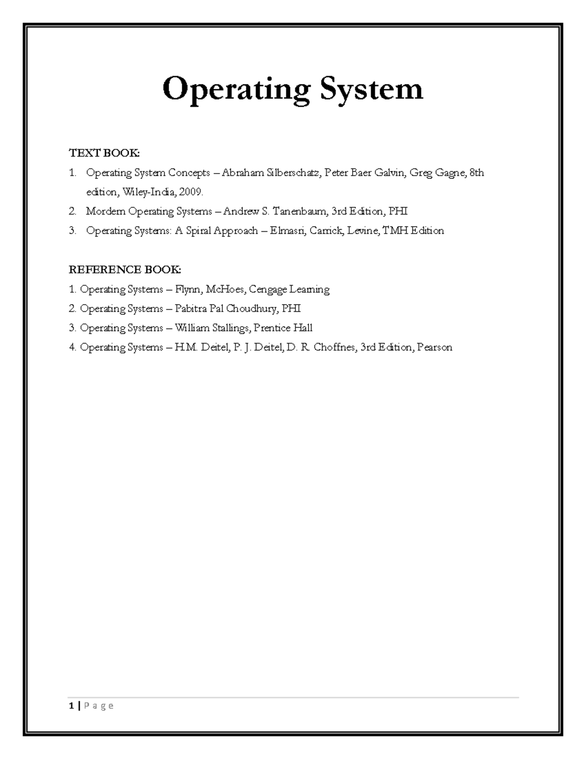 Operating System - Operating System TEXT BOOK: Operating System ...