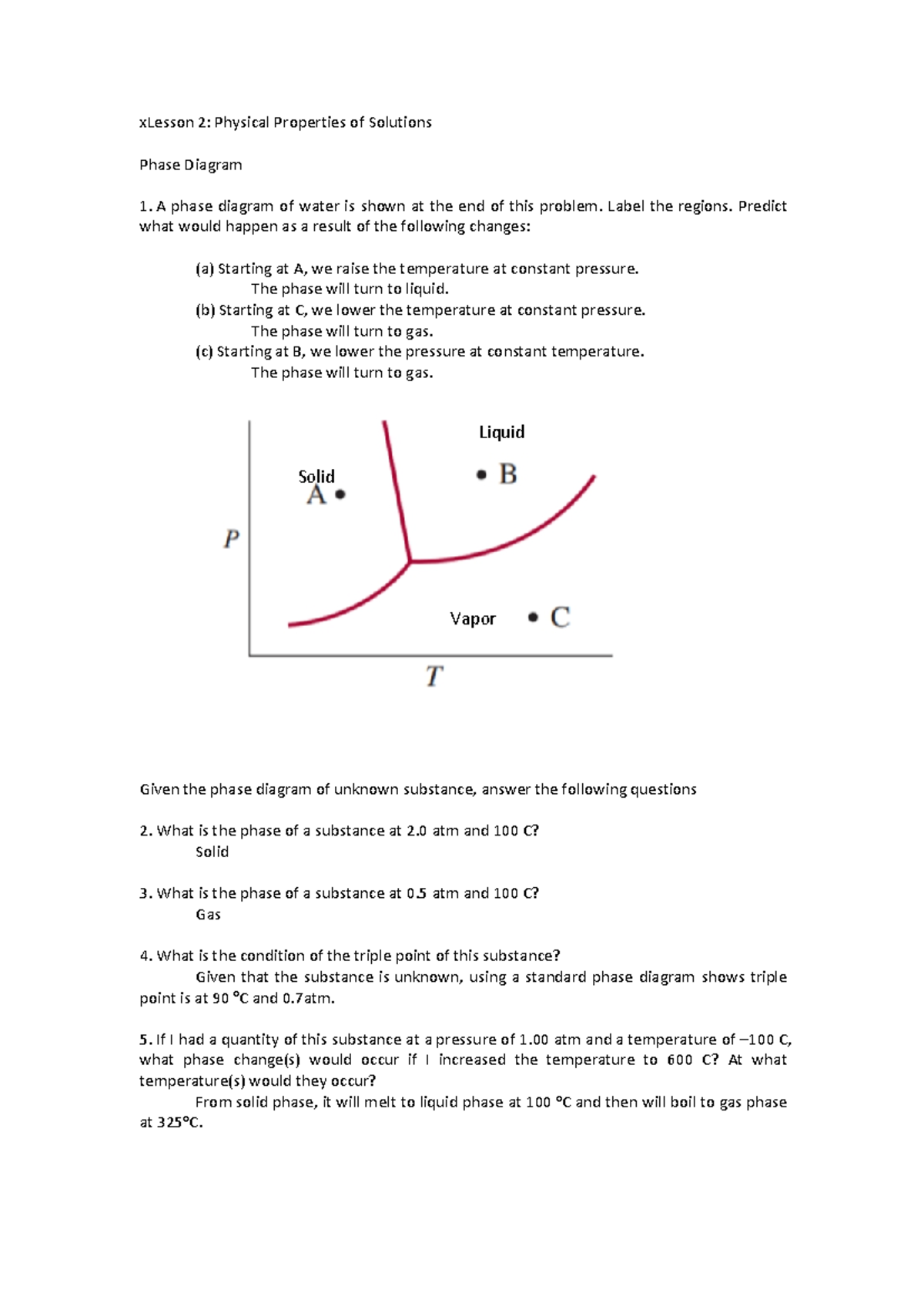 Grade 12 Chemistry Lesson 2: Physical Properties & Solutions Activities ...