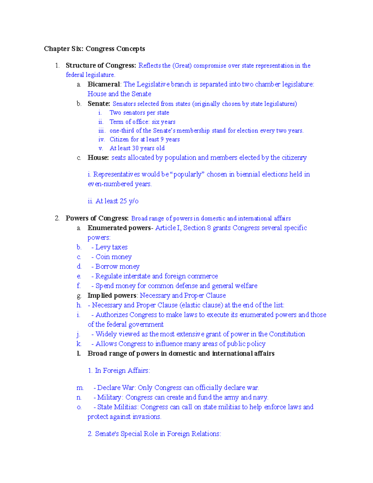 Chapter Six: Congressional Structure and Powers (POL 101) - Chapter Six ...
