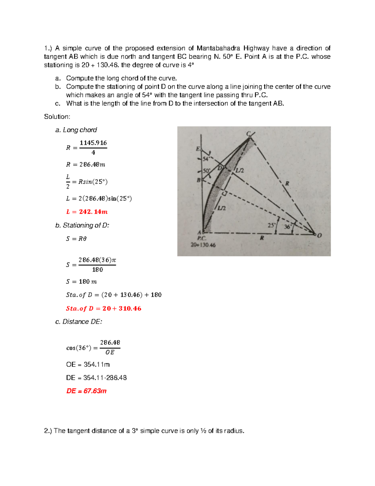 Mathematics and Surveying Practice Materials: Curve Calculations ...