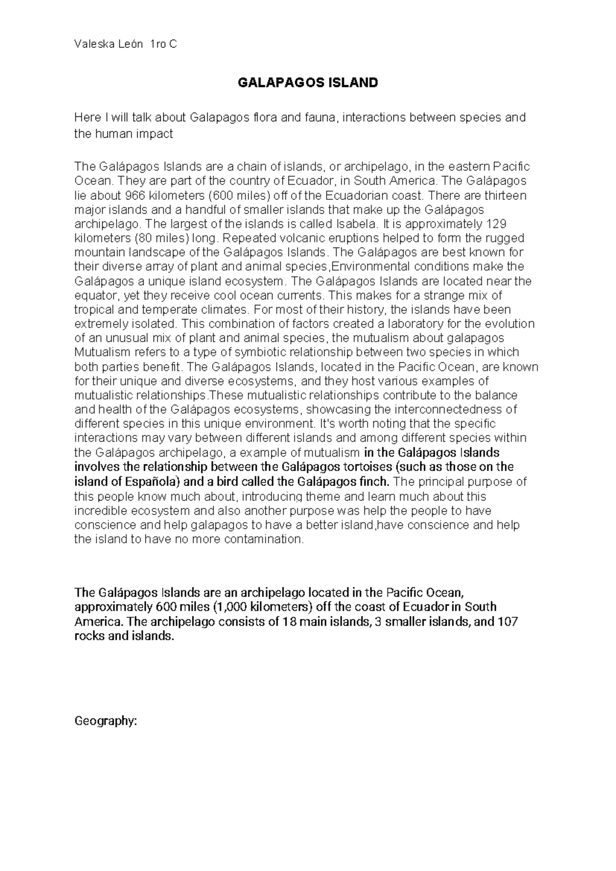Biology Lecture Notes: Insights on Galapagos Island Ecosystems - Studocu