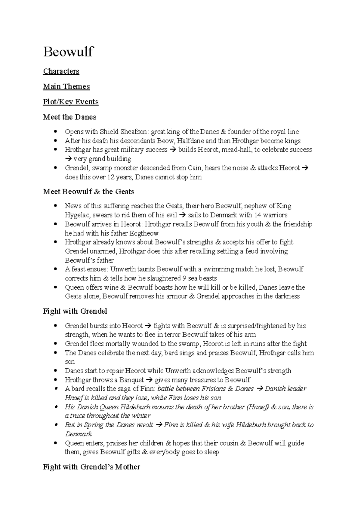 Beowulf - Summary - Beowulf Characters Main Themes Plot/Key Events Meet ...