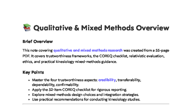 Qualitative & Mixed Methods Research Overview (Course Code: RM 202) - Studocu