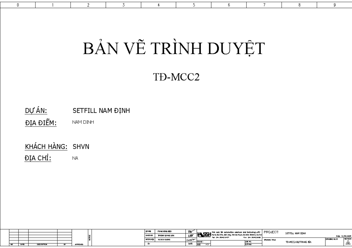 BẢN VẼ DỰ ÁN SETFILL NAM ĐỊNH - TỦ ĐIỆN MCC2 MM2 - Studocu