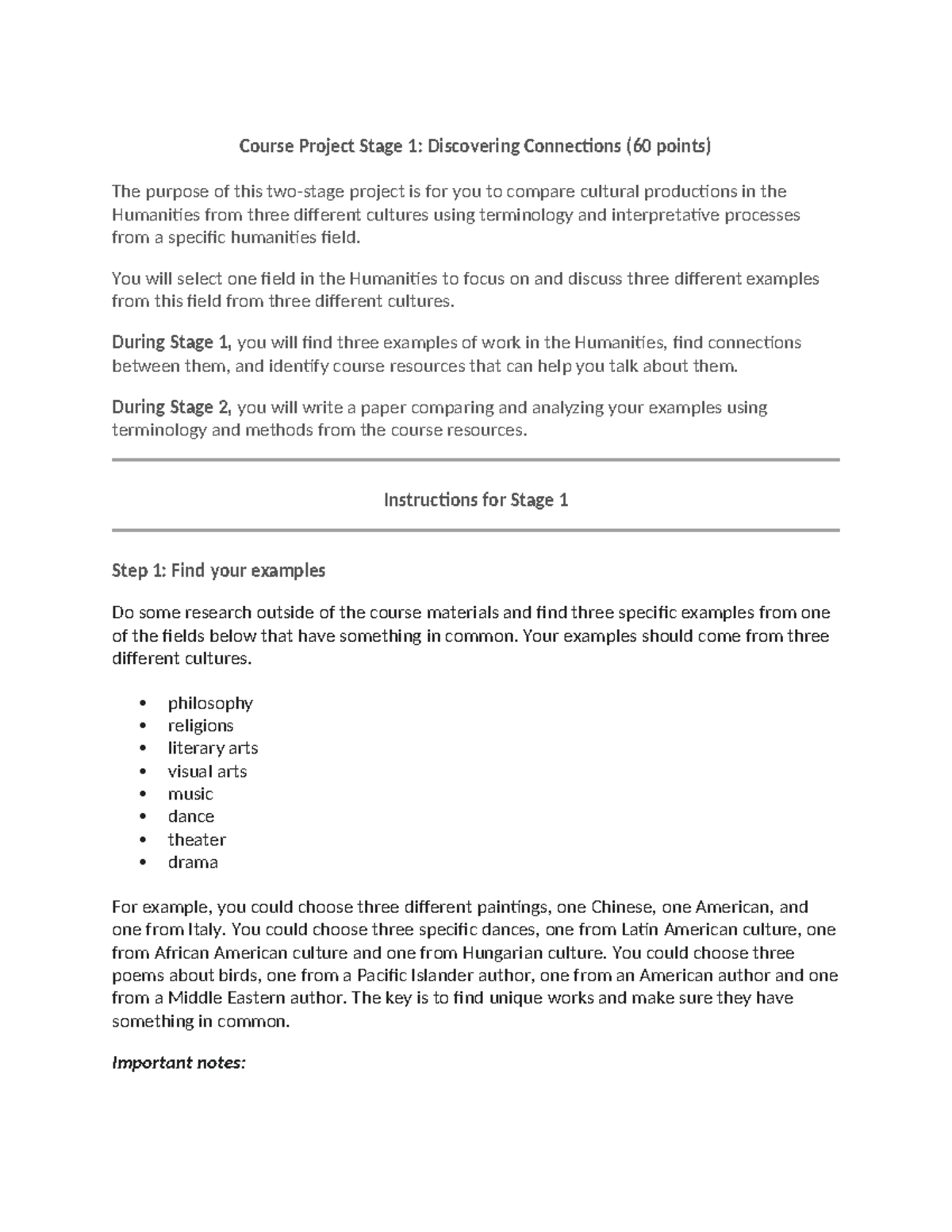 Course Project Stage 1: Analyzing Cultural Connections in Humanities ...