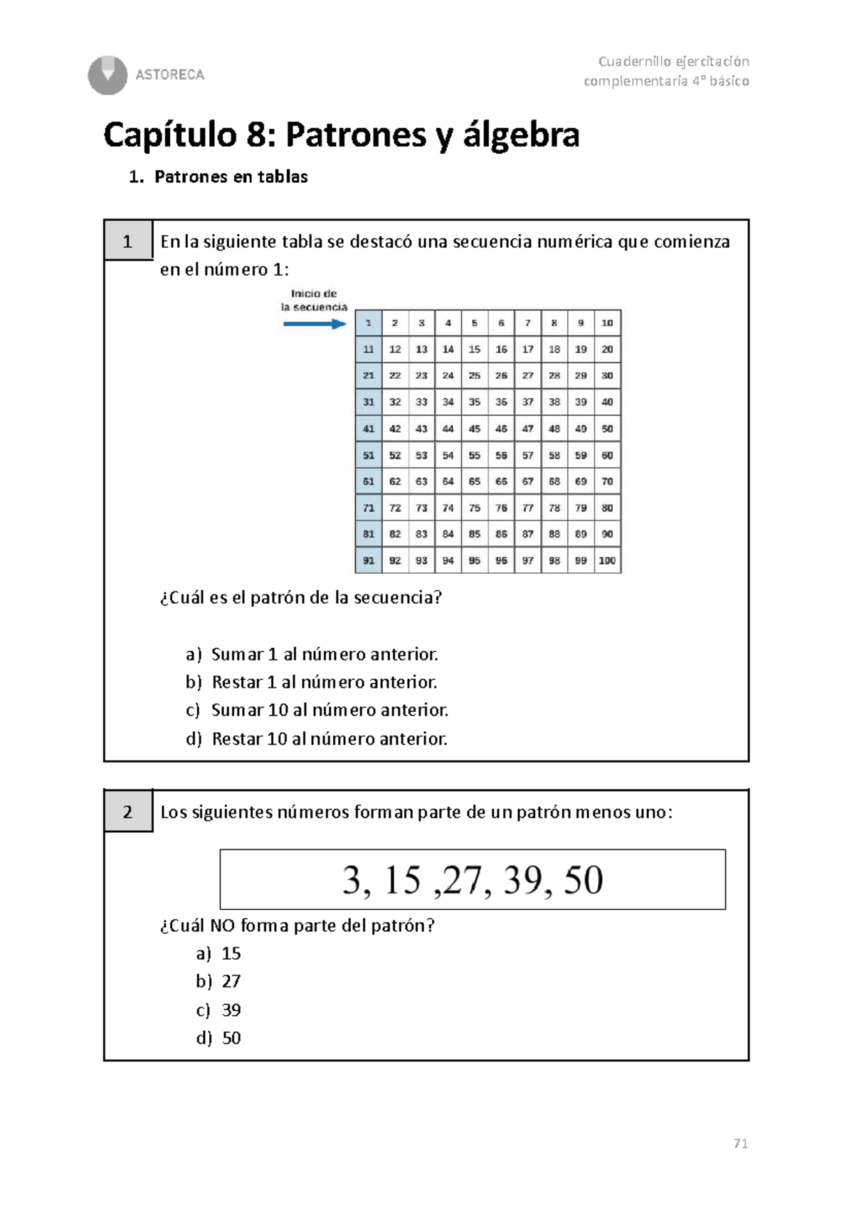 Cuadernillo Ejercitación Complementaria 4°: Capítulo 8 - Patrones y ...