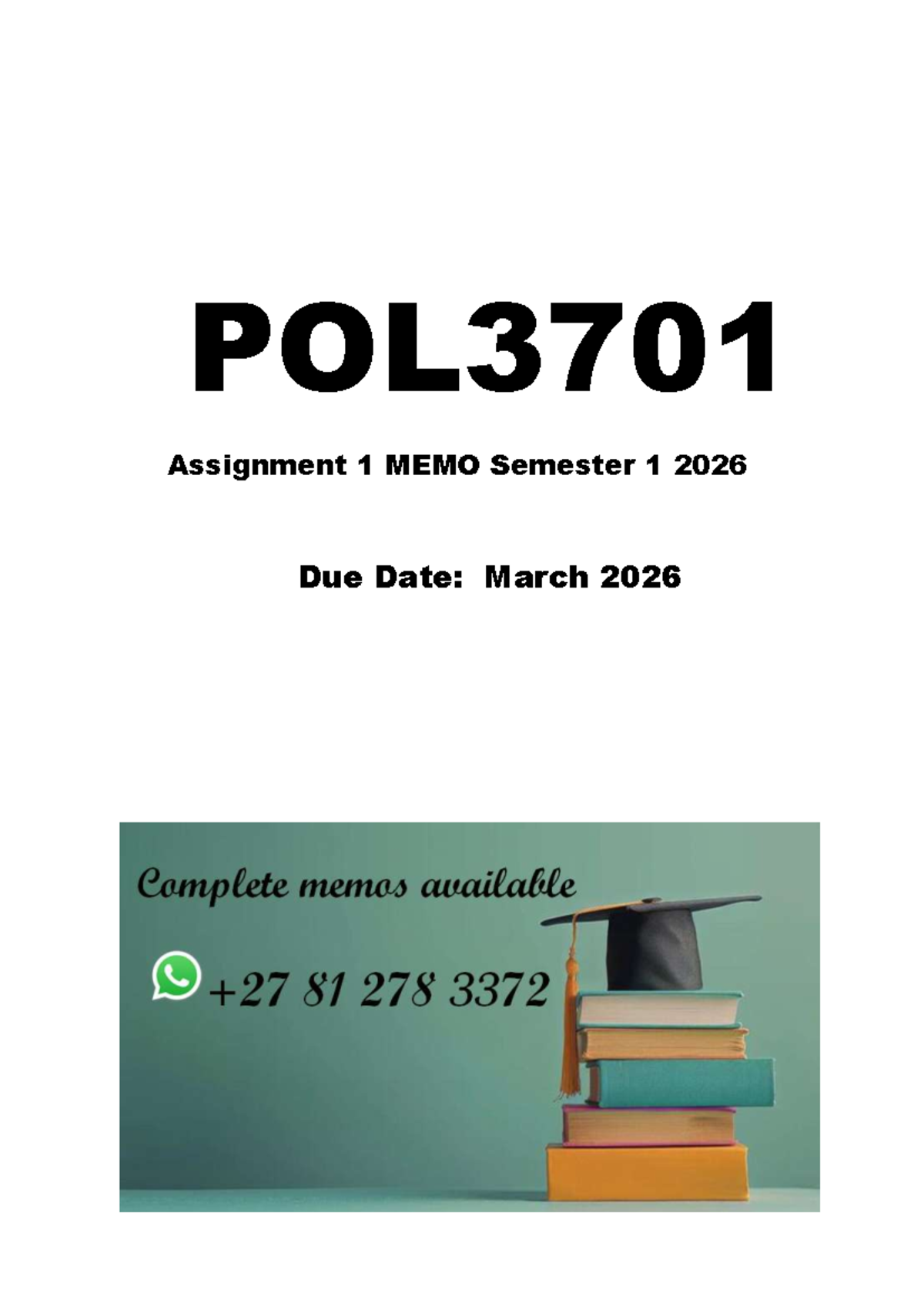 POL3701 Assignment 1 Memo: Community Profile Analysis 2026 - Studocu