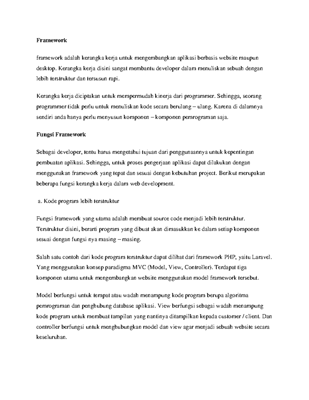 Framework - Framework framework adalah kerangka kerja untuk ...