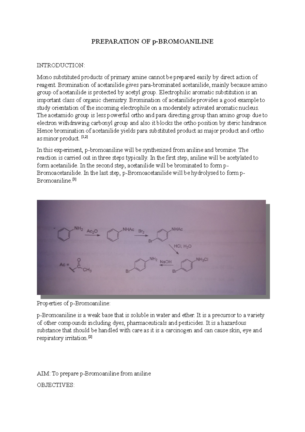 Synthesis of p-Bromoaniline: Detailed Experimental Procedure - Studocu