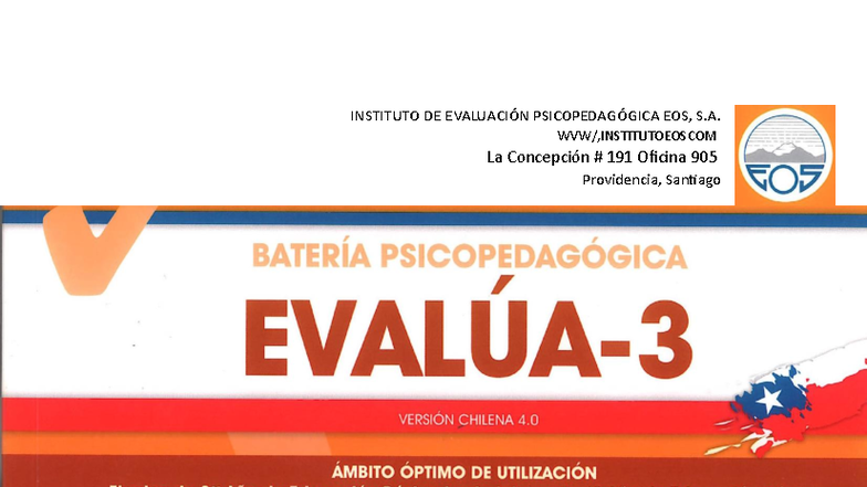 MANUAL Evalua-3 - INSTITUTO DE EVALUACIÓN PSICOPEDAGÓGICA EOS, S. WVW/,INSTITUTOEOSCOM La ...