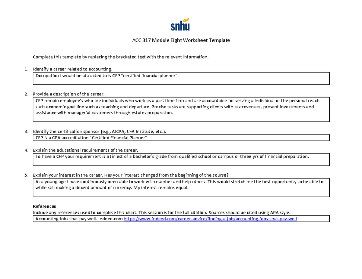 ACC 317 Module One Activity Template-1 - MGMT 60000 - ACC 317 Module ...