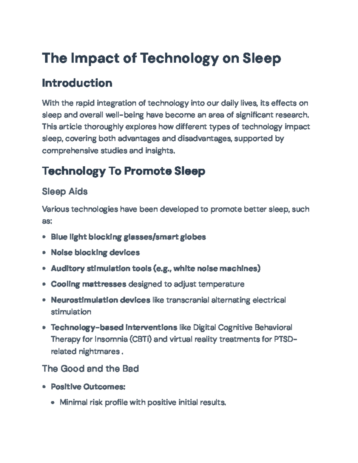 The Impact of Technology on Sleep: Benefits and Drawbacks Analysis ...