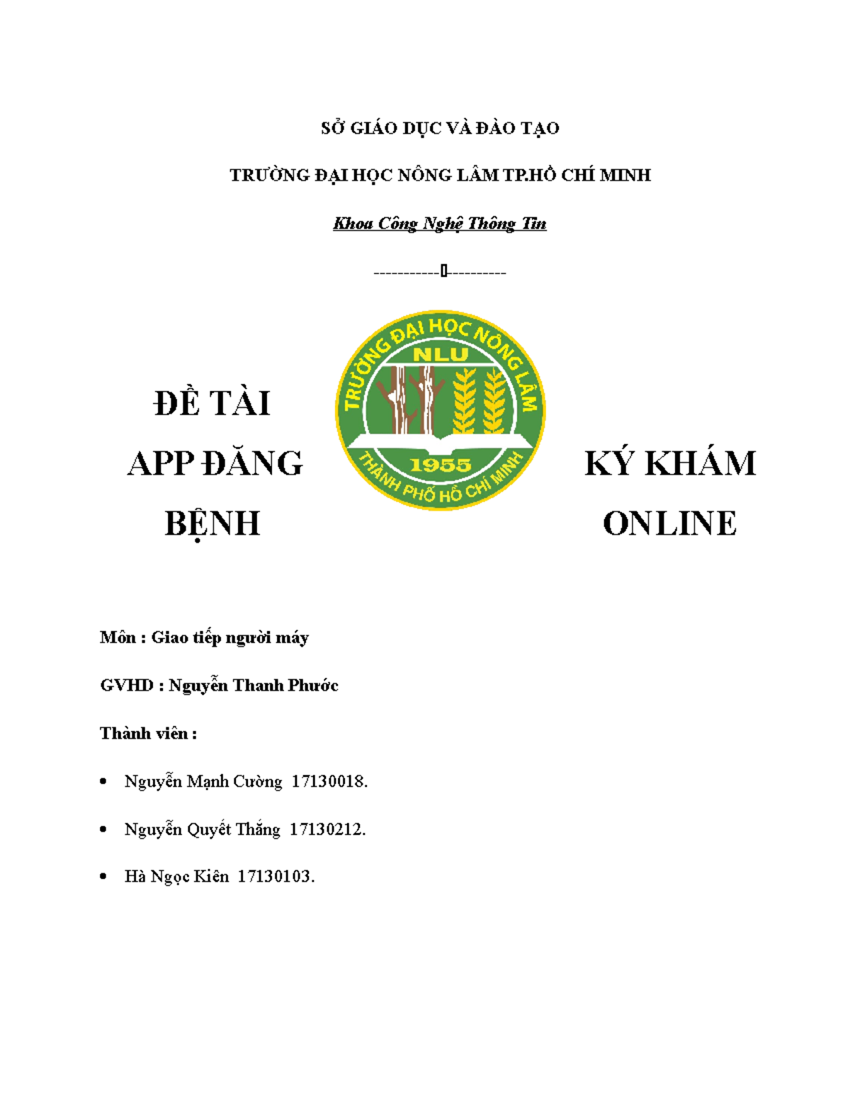 Bao Cao Do An Ung Dung Dat Lich Kham - SỞ GIÁO DỤC VÀ ĐÀO TẠO TRƯỜNG ...
