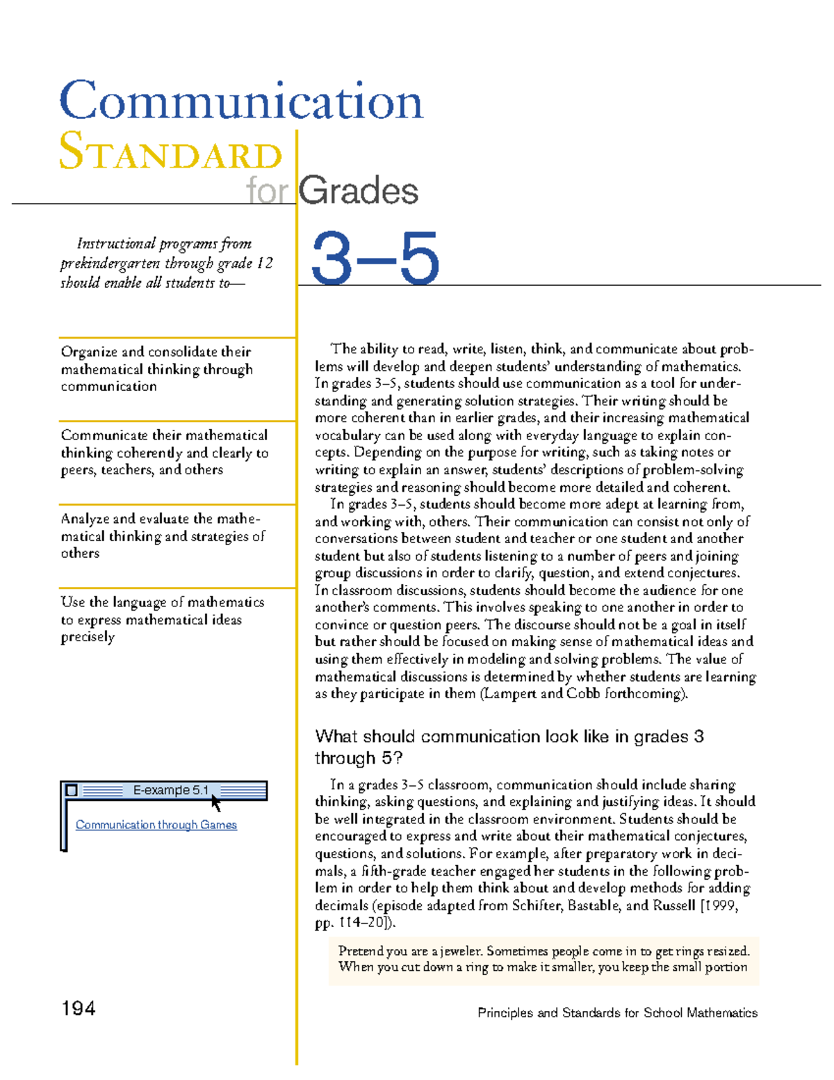 NCTM Standards for Grades 3-5: Enhancing Math Communication Skills ...