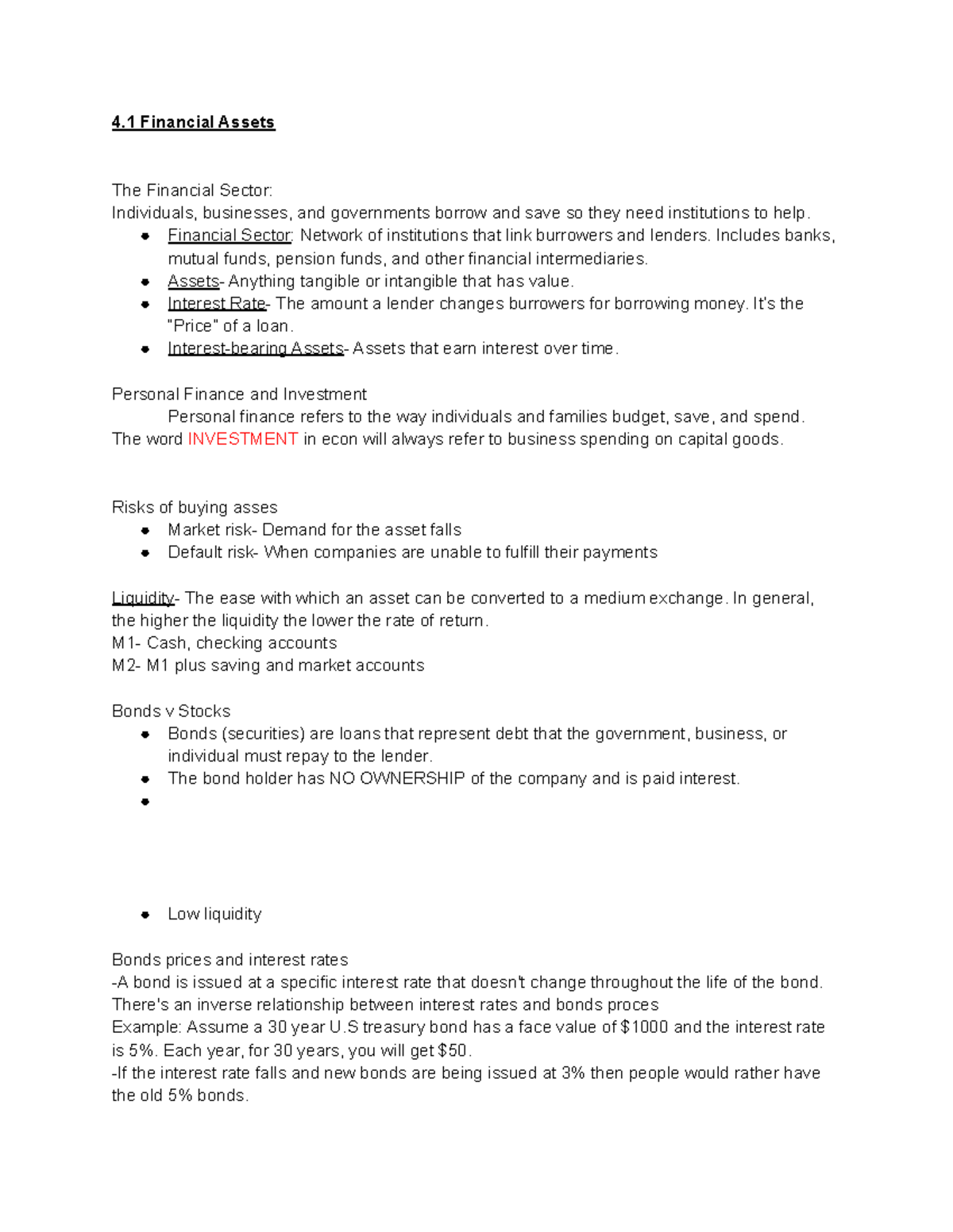 AP Macro Unit 4 Financial sector - 4 Financial Assets The Financial ...