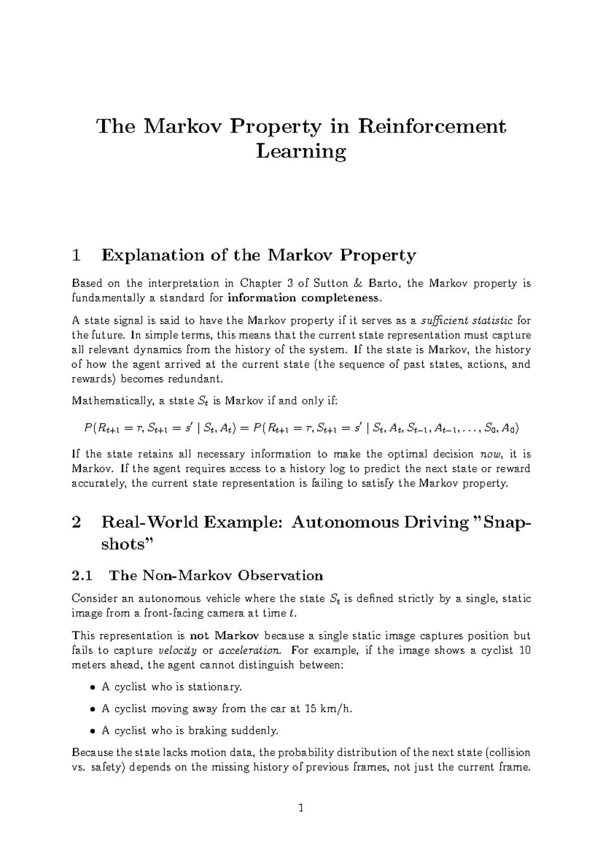 Reinforcement Learning: Understanding the Markov Property - Studocu