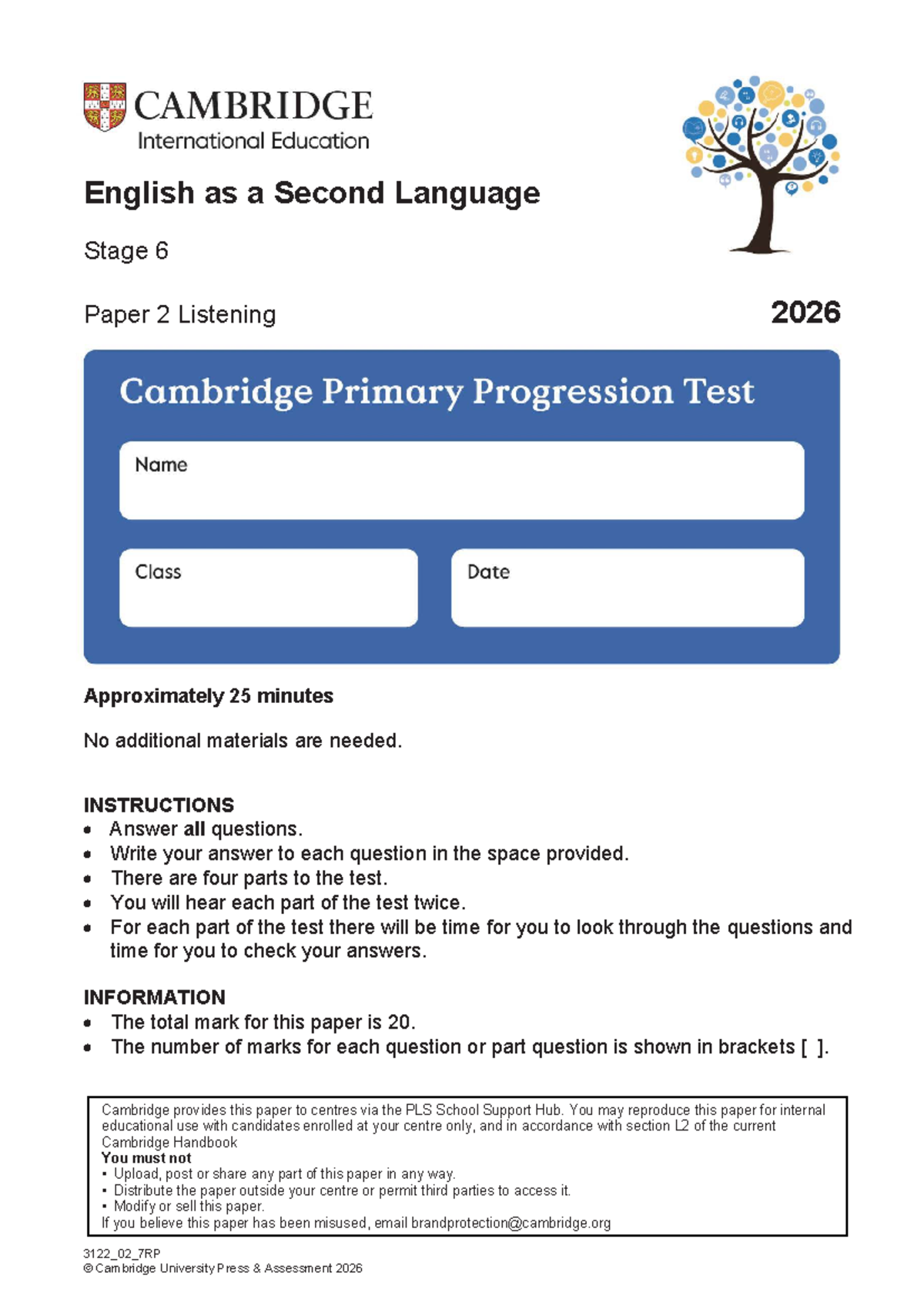 English as a Second Language 2026 Stage 6 Listening Test Paper 2 - Studocu