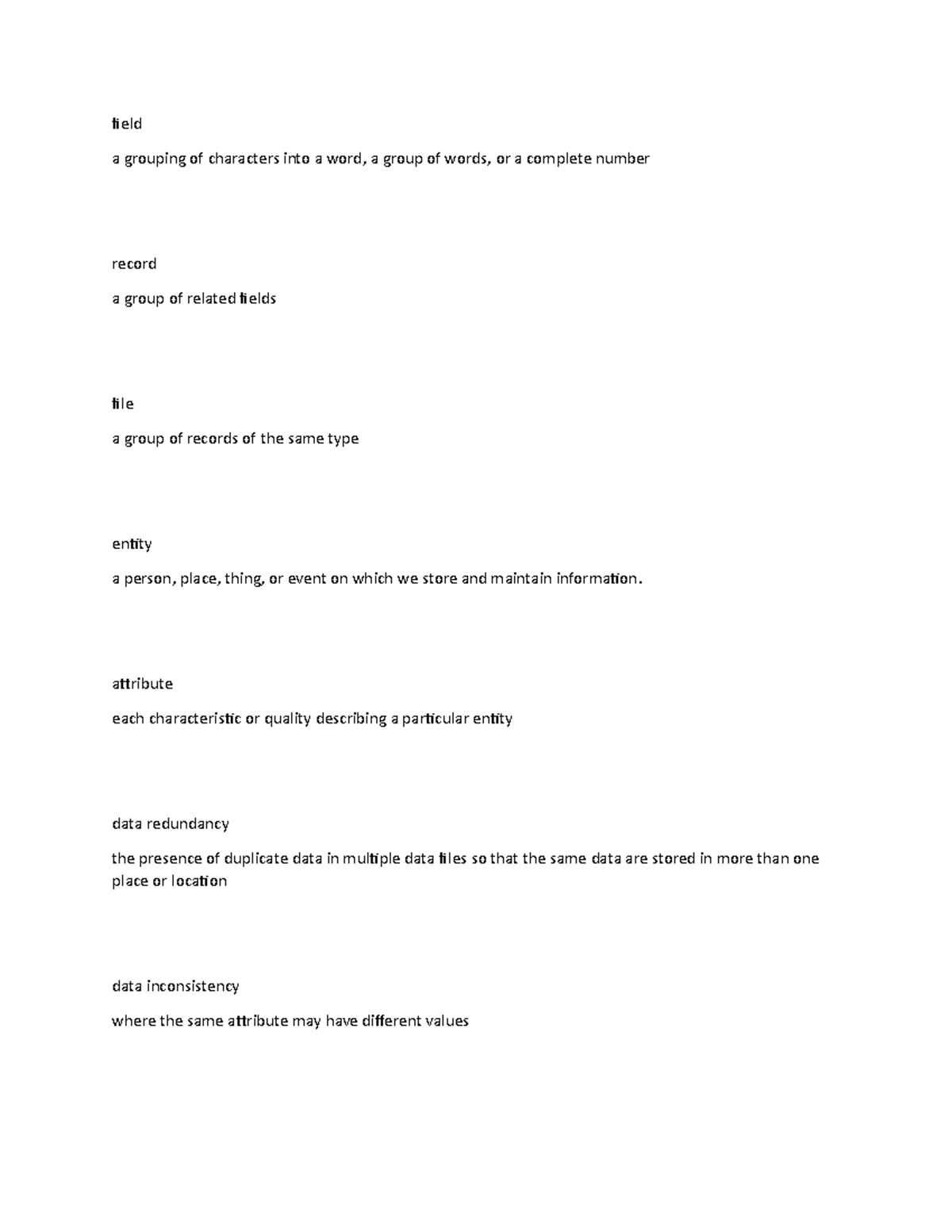 CH 6 - Database Concepts Flashcards: Key Terms and Definitions - Studocu