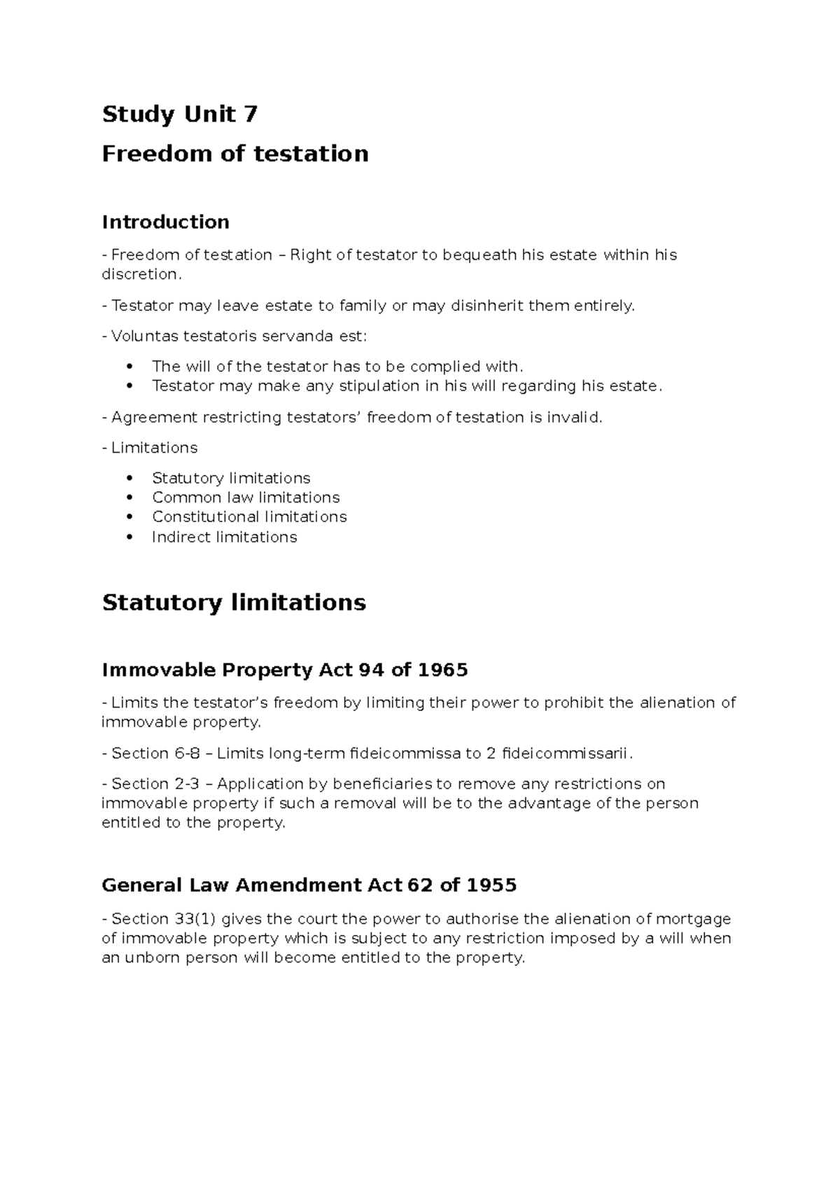 Gerntholtz v Pieterse Case Analysis: Freedom of Testation & Public ...