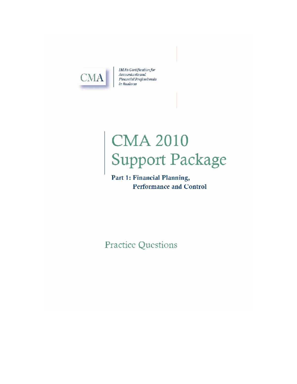 CMA Practice Questions – Exam Preparation Part I - Studocu