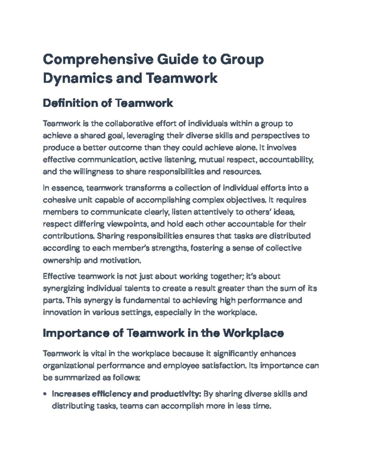 Comprehensive Guide to Group Dynamics & Effective Teamwork (Course Code ...