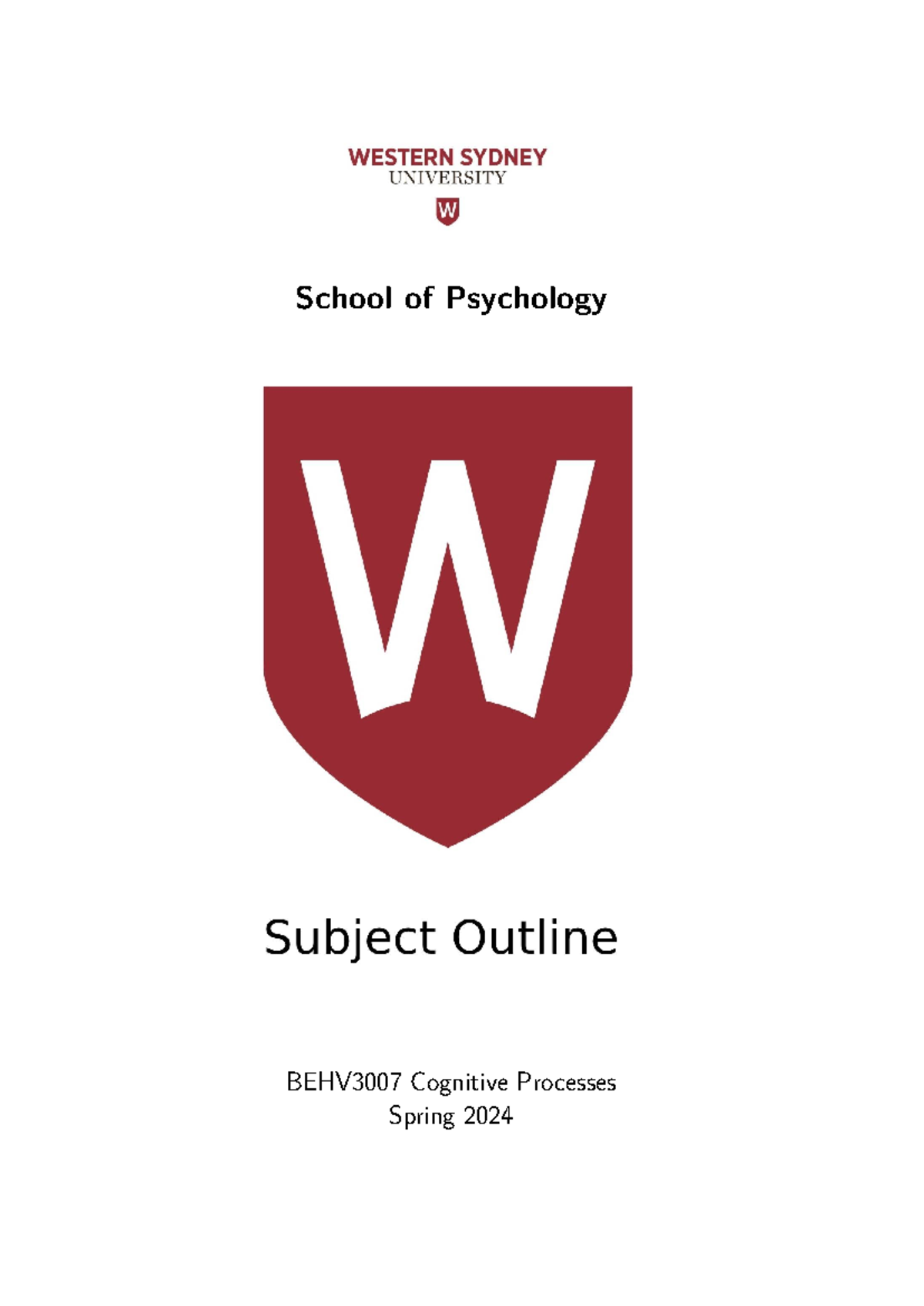 BEHV3007 Cognitive Processes Spring 2024 Course Guide & Expectations - Studocu