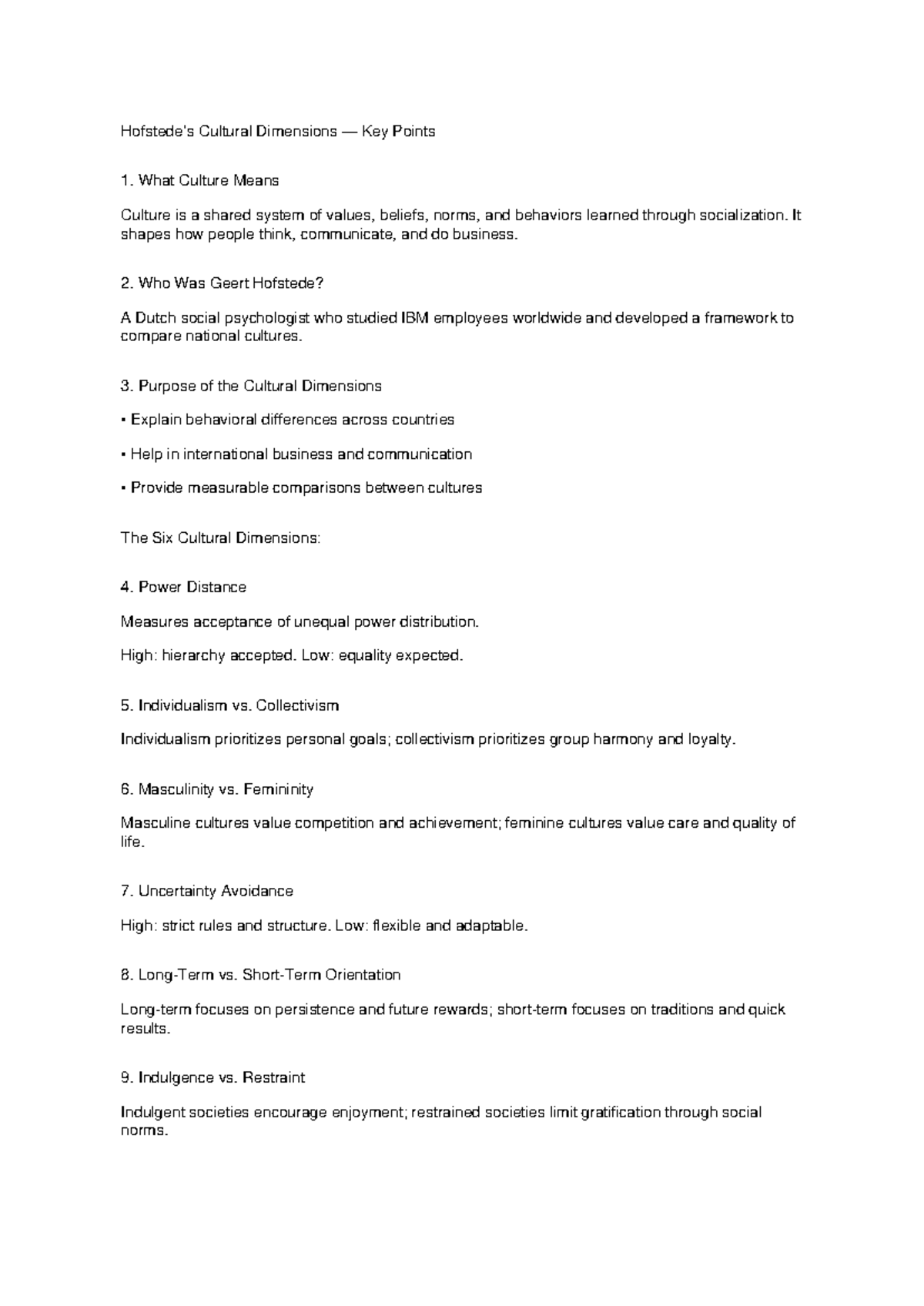 Hofstede's Cultural Dimensions Explained: Key Concepts for Global Biz ...