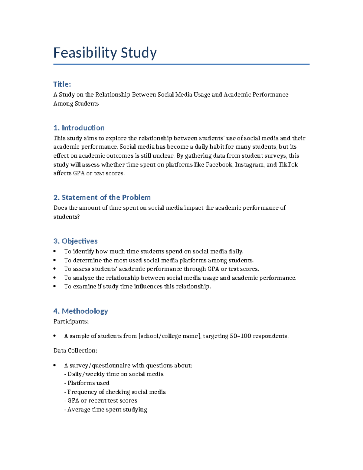 SOC 101: Feasibility Study on Social Media & Academic Performance - Studocu